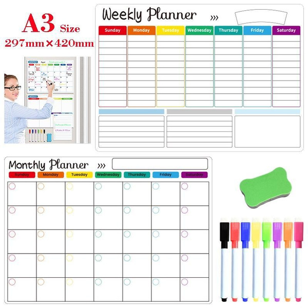 A3 Size Magnetic Monthly Weekly Planner Calendar Table Dry Erase ...