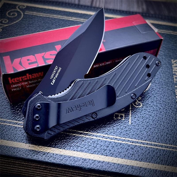 Kershaw 1605 Clash Assisted Flipper Knife 3 "Bead Blast Plain Blade ...