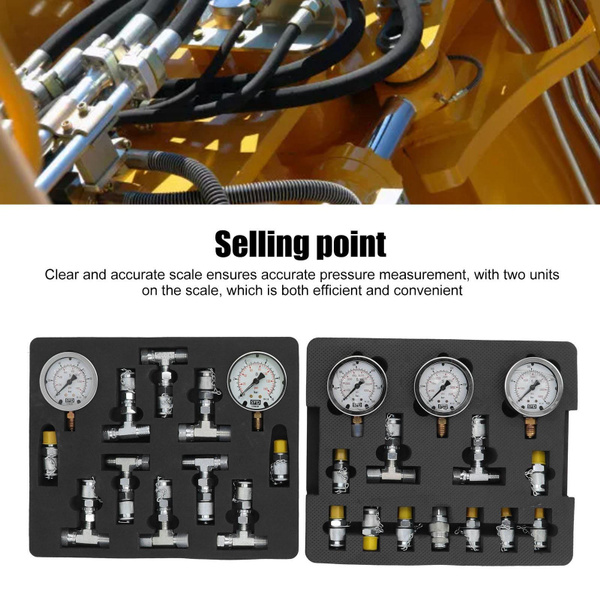 Hydraulic Pressure Test Kit with 5 Gauges 3 Test Hoses 11 Couplings and ...