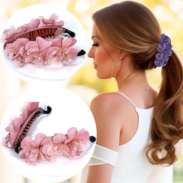 Fashionable floral twisted hairpins, exquisite fabric hairpins, hair accessories for mature and ...