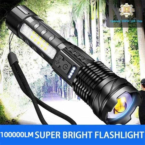 USB Rechargeable Flashlight 2-in-1 LED Pocket Camping Flashlights with ...