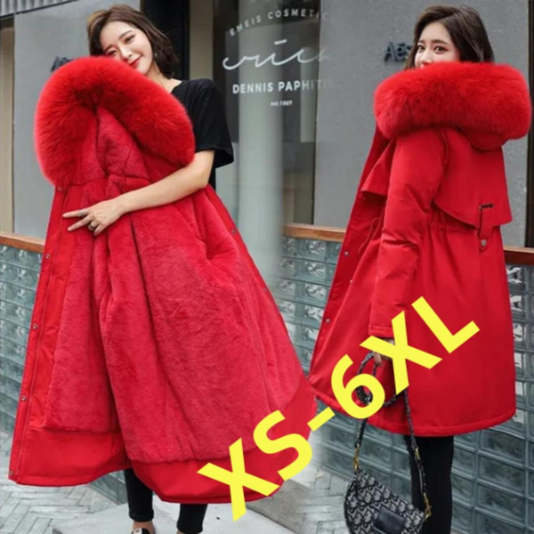 Plus Size XS-6XL Women Coat Fashion Adjustable Waist Fur Collar Winter ...