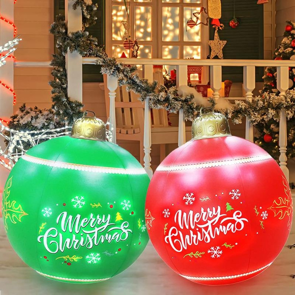 60CM Outdoor Christmas Inflatable Decorated Ball Giant Light Glow Large ...