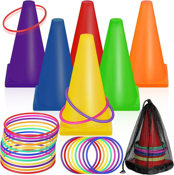26 Pack Plastic Cones Ring Toss Combo Set Outdoor Carnival Games for ...