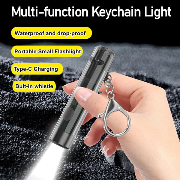 7 Light Modes Keychain Flashlight Portable Mini Torch Type-C ...