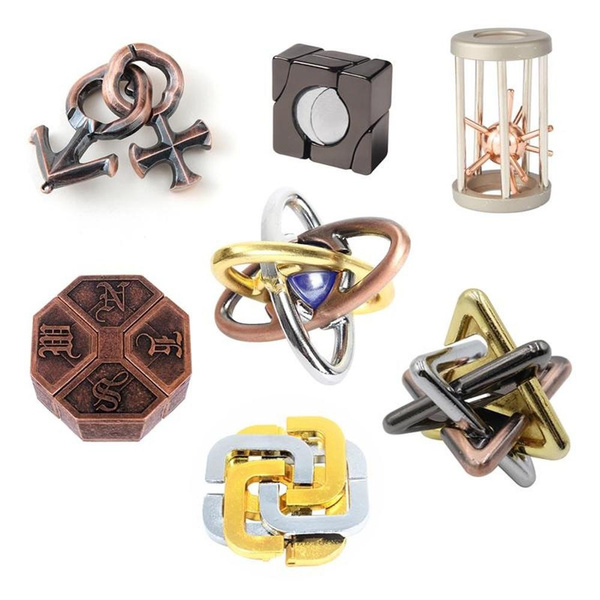 1Pcs Zinc Alloy Nine-Link Puzzle Unlocking Intellectual Toy Mechanism ...
