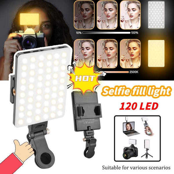120 LED High Power Rechargeable Clip-on Fill Light Back Clip for Phone ...