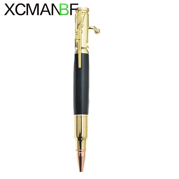 1PC Gun Bolt Pen, Creative Metal Imitation Gun Pen Push Action Machine ...