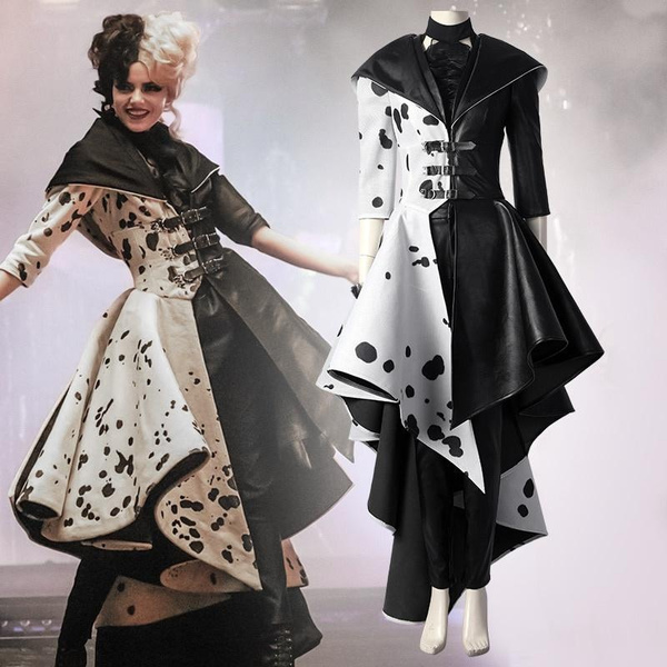 Cruella De Vil Cosplay Costume Adult Women Cruella Black White Polka ...