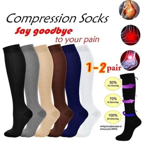 1/2Pairs S-XXL Unisex Compression Long Socks Women Men Pressure ...