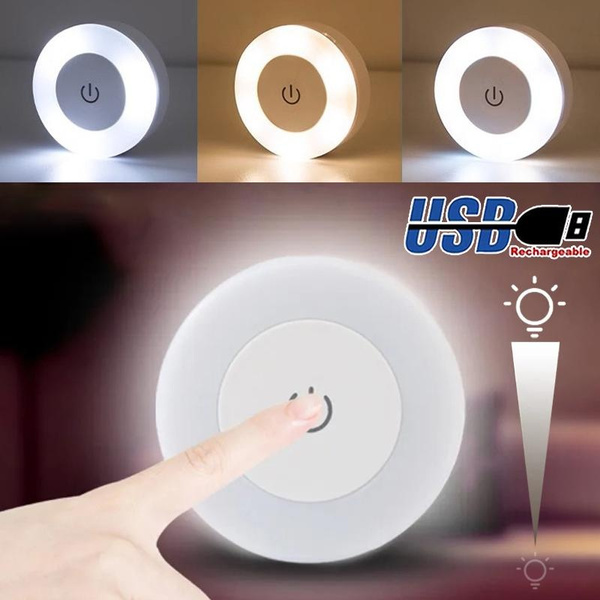 1PC Mini LED Touch Sensor Night Light Rechargeable Kitchen Bedroom ...