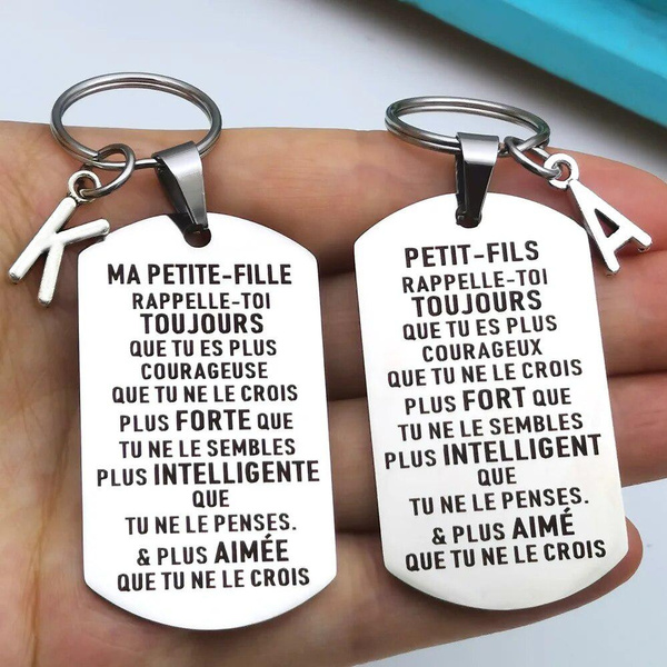 French PETIT-FILS MA PETITE-FILLE Keychain Graduation Birthday Christmas Gift for Grandson ...
