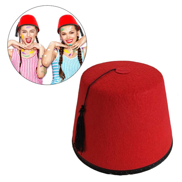 1Pcs Red Fez Hat Turkish Cap for Adult Children Breathable Round Fez ...