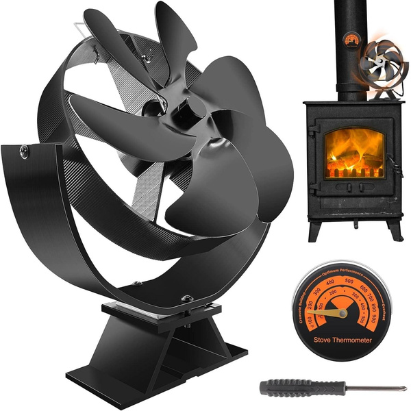 6 BLADE Chimney Fan Adjustable Stove Fan Heat Distribution Fireplace ...