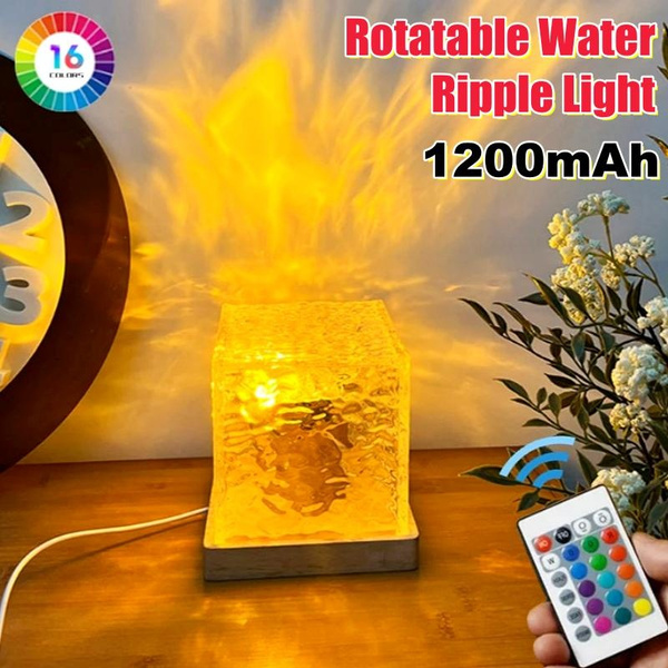 Rotating Water Ripple Night Light Creative Bedside Flame Atmosphere ...