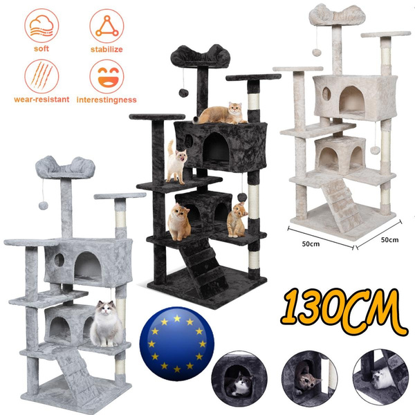 130cm Large Multilevel Cat Tree Tower for Indoor Cats with Scratching ...