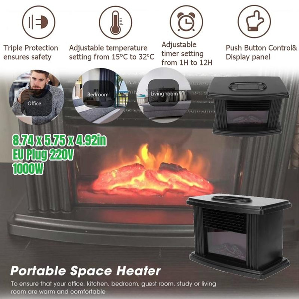Portable Space Heater 1000W Desk Heater Fan Indoor Electric Space ...