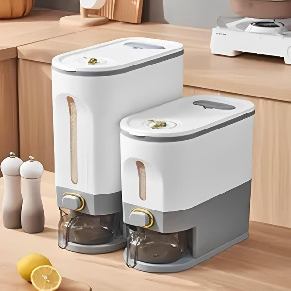 Rice Bucket With Measuring Cup, Large Capacity Cereal Storage Container ...