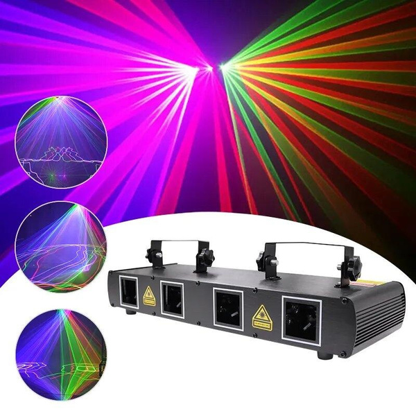 Disco Laser Lights 4 Lens RGB LED Stage Party Light DMX Beam Lasercube ...