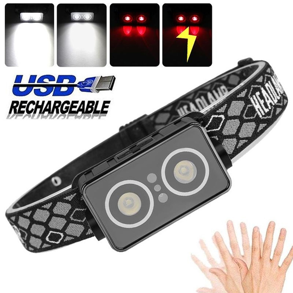 USB Rechargeable Sensor Headlamp Outdoor Head-mounted Light Flashlight ...