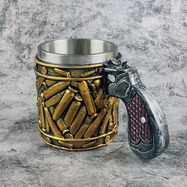 1PC Bullet Beer Mug with Pistol Handle, Stainless Steel and Resin ...