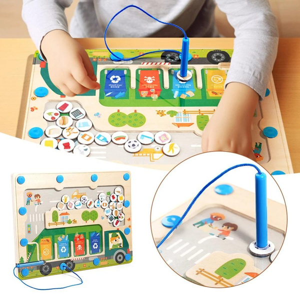 Magnetic Sorting Games Montessori Toys Maze Board Learning Color Number ...