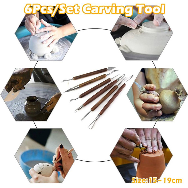 6 Pcs/Set Sculpting Tool Pottery Tools Wood Handle Clay Modeling Tool Clay Ceramic Tool | Wish