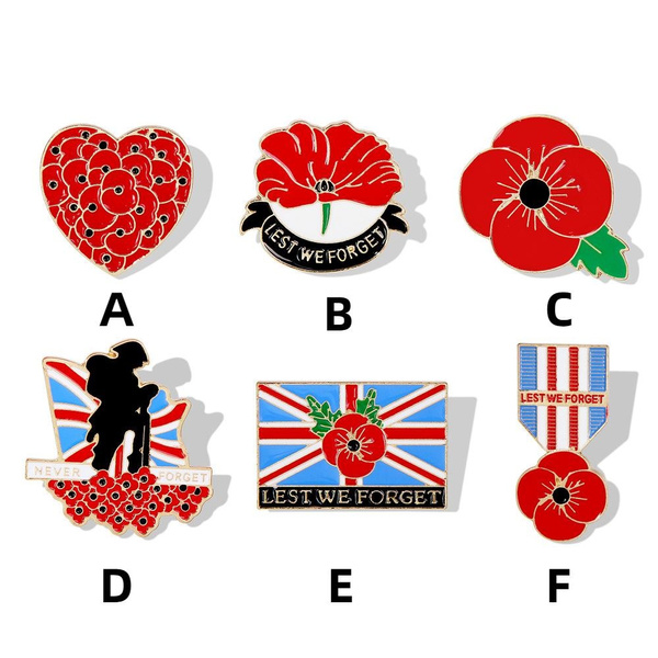 Enamel Poppy Flower Pins Lest We Forget Badge Veterans Day Memorial Day ...