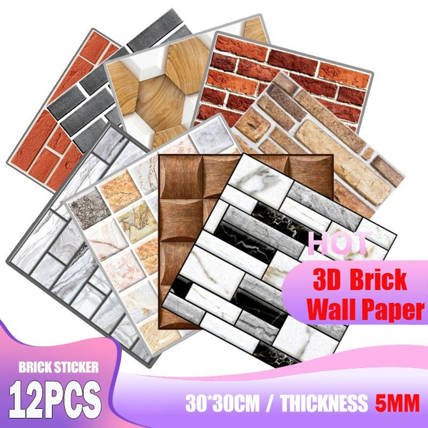 12Pcs 3D Wall Sticker Self-Adhesive 30X30cm Modern Wall Paper For ...