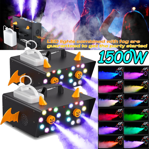 1500W 18LEDs Fog Smoke Machine Effect+ Wireless Remote Fogger Dry Ice ...