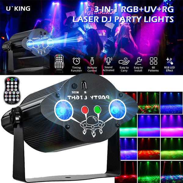 480 Patterns RGB+UV LED Laser Projector with Remote Controller Stage ...