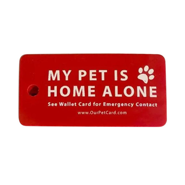 Dog Cat are Home Alone Alert Emergency Card & Key Tags with Emergency ...