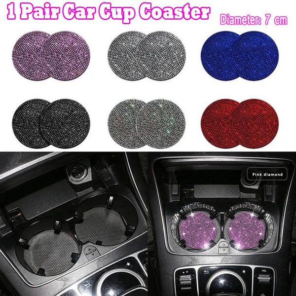 1 Pair Car Cup Coaster Fashion Creative Rhinestone Anti Slip Universal ...