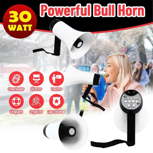 Rechargeable 30 Watt Loud Megaphone with Siren Bullhorn Speaker Outdoor ...