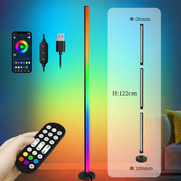Smart RGB Light Bar with Remote APP Control LED Corner Floor Lamp TV ...
