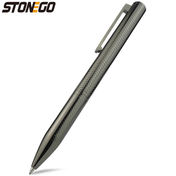 STONEGO 1PC Twist Rollerball Pens, Capless Metal Chrome Ballpoint Pen ...