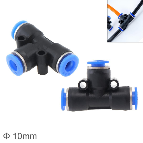 2pcs 10mm T-Shaped APE Plastic Three-way Pneumatic Quick Connector ...