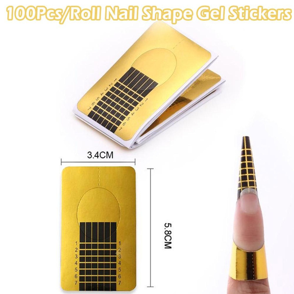 100Pcs/Roll Nail Paper Holder Stickers Nail Form Tips Extension Curl ...