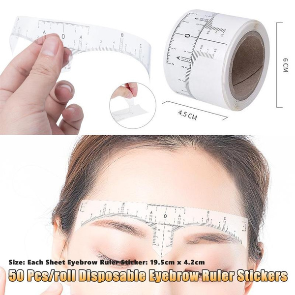 50 Pcs/roll Disposable Eyebrow Ruler Stickers Self Adhesive Tattoo ...