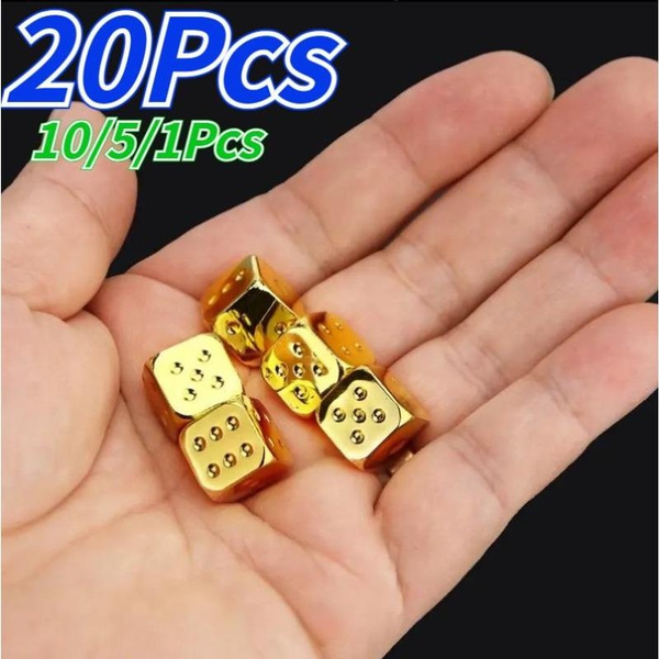 20Pcs 10/5/1Pcs16mm Solid Metal Dice Golden Dice Sieve Bar Supplies KTV ...