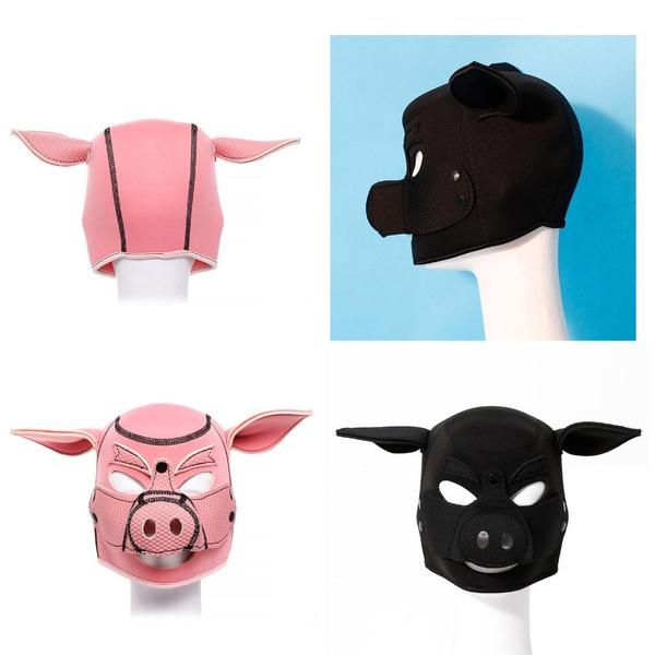 Animal Full Head Mask Piggy Mask Headgear Pig Head Mask with Detachable ...