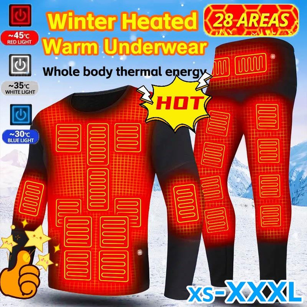 28 Heating Areas Self-heating Jackets Heated Thermal Underwear Men USB ...