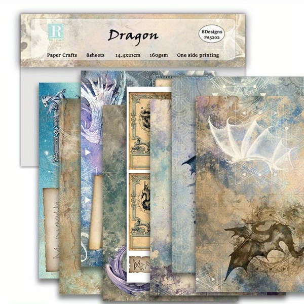Dragon Scrapbook Paper Pad Assorted Pattern Decoupage Cardstock Paper ...