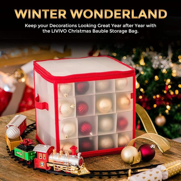 1Pcs 64 Christmas Balls Storage Box with Lid Festival Decoration ...