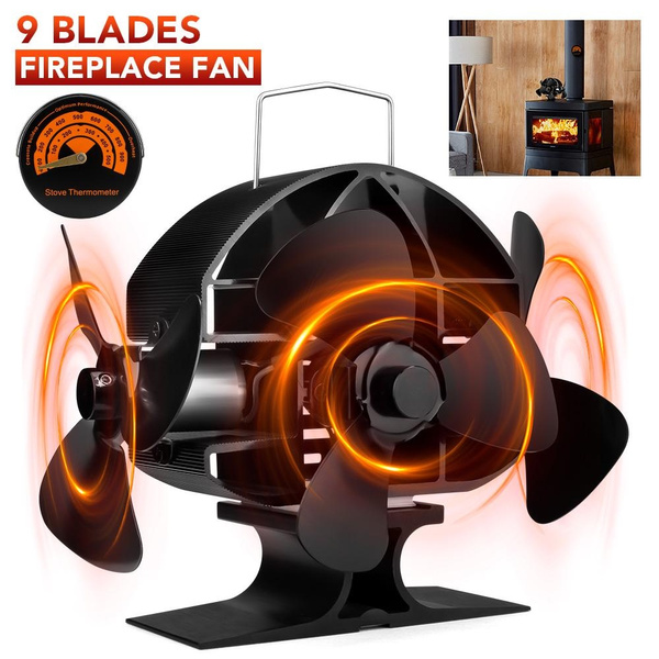 9 Blades Chimney Fan Heat Powered Stove Fan Wood Burning Quiet ...