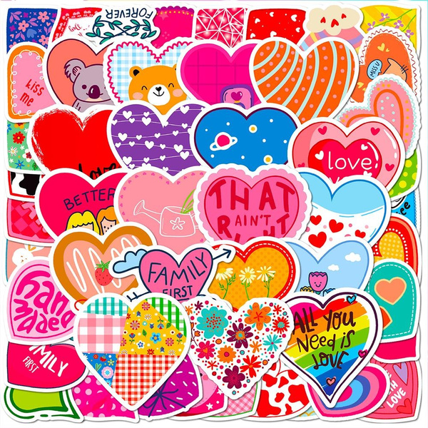 5 types Valentines Day Love Heart Stickers Pre-cut Album Stickers DIY ...