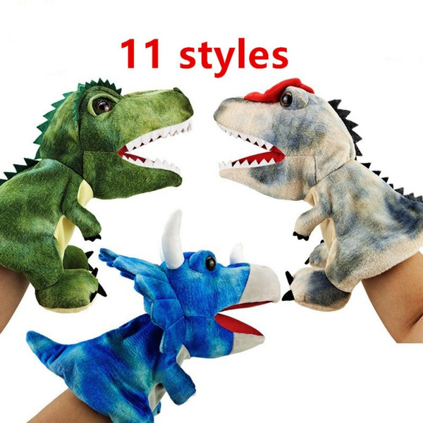11 styles Dinosaur Plush Hand Puppets Lifelike Triceratop Tyrannosaurus ...