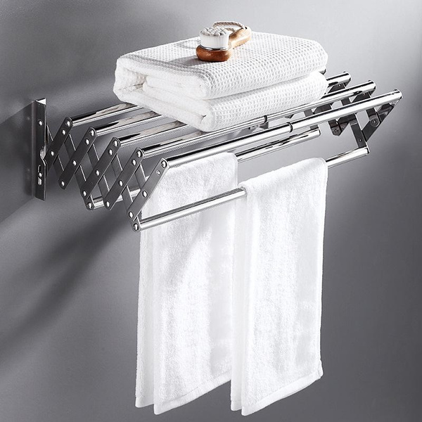 Wall Mount Retractable Towel Rack Expandable Clothes Drying Rack for ...