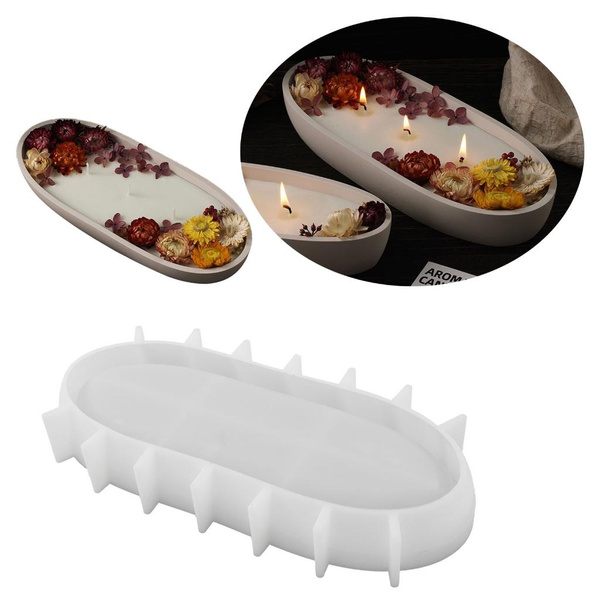 Simple Boats Shape Tray Plaster Molds DIY Candle Holder Epoxy Resin ...