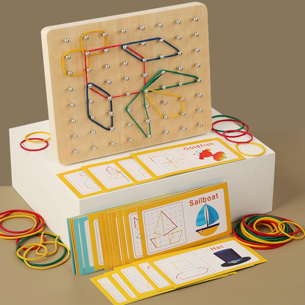 Wood GeoBoard Graphical Educational Mathematics Material with Rubber ...